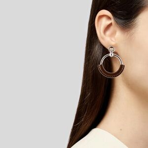 Hermes | Jewelry | New Hermes Loop Earrings In Fauve Barenia Calfskin ...